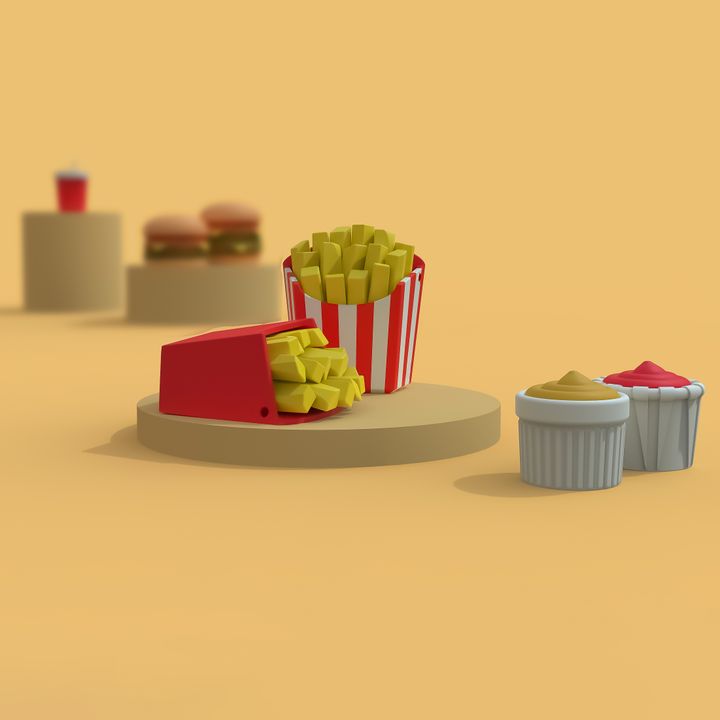 3D Printable French Fries Fidget Clicker Keychain by Clickify 3D